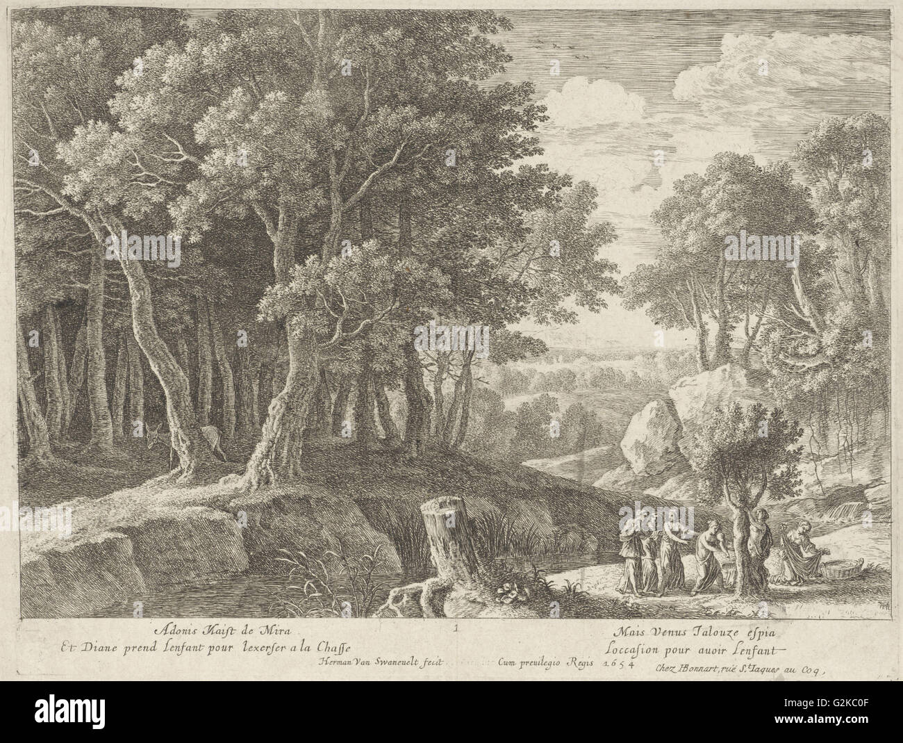 Birth of Adonis, Herman van Swanevelt, Henri Bonnart (I), 1654 Stock ...