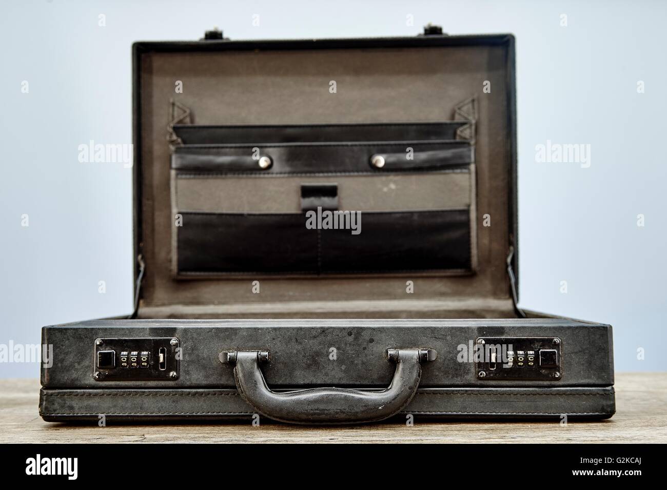 A studio photo of an old leather briefcase Stock Photo - Alamy