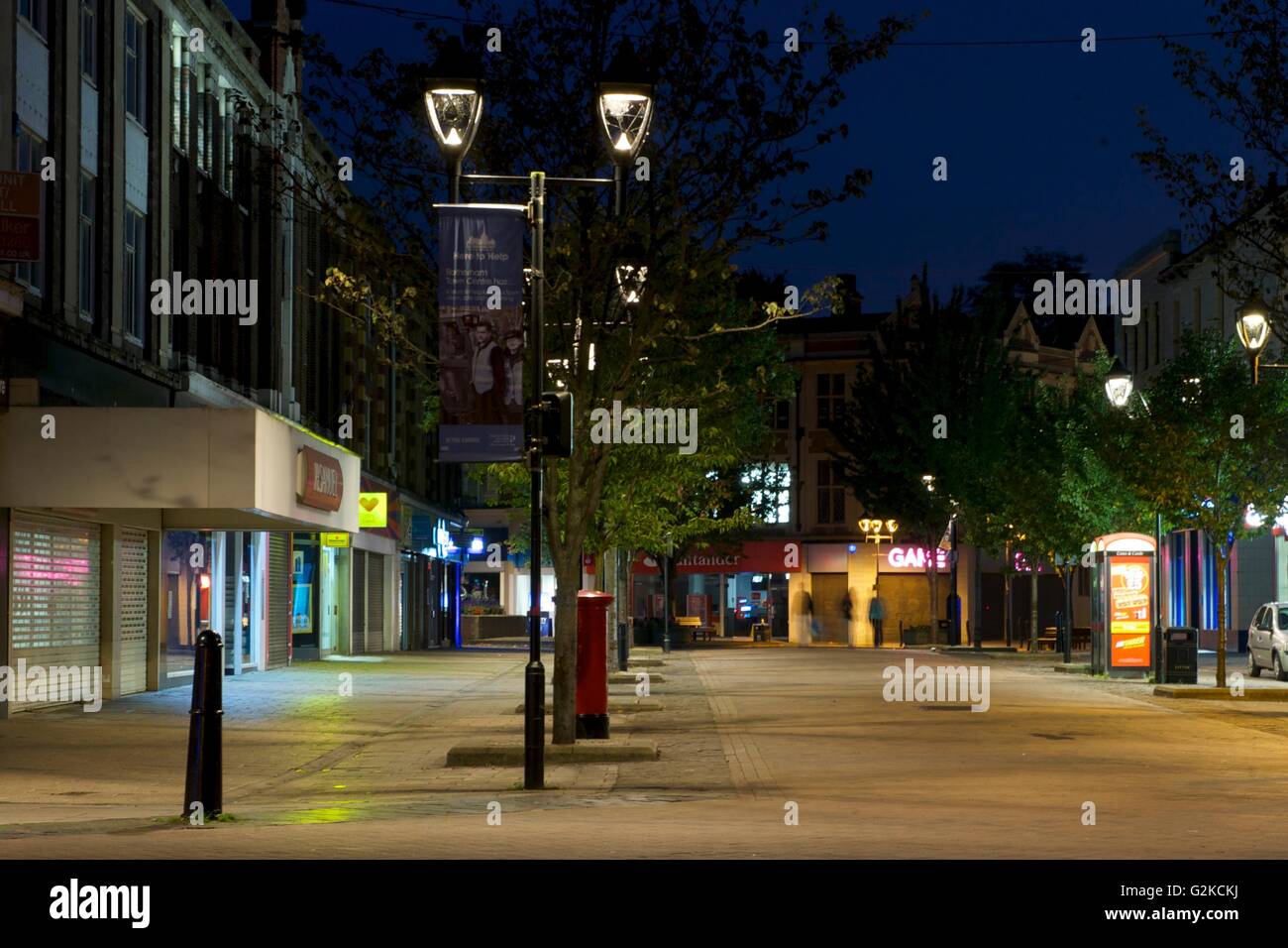 Rotherham town centre in South Yorkshire at night Stock Photo - Alamy