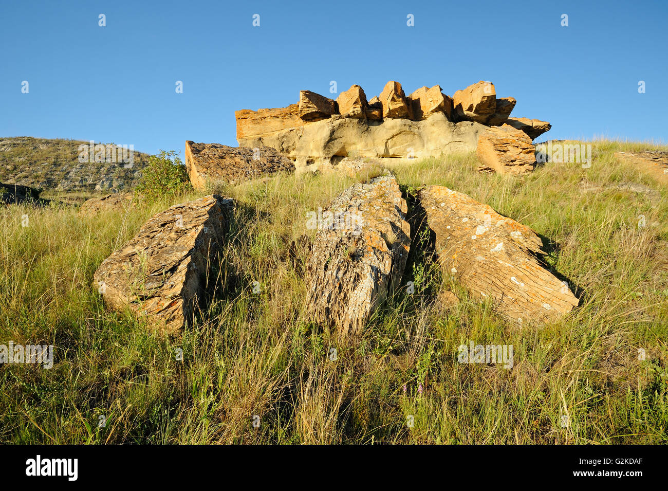 sandstone rock formation on the prairie Roche Perce near Estevan ...