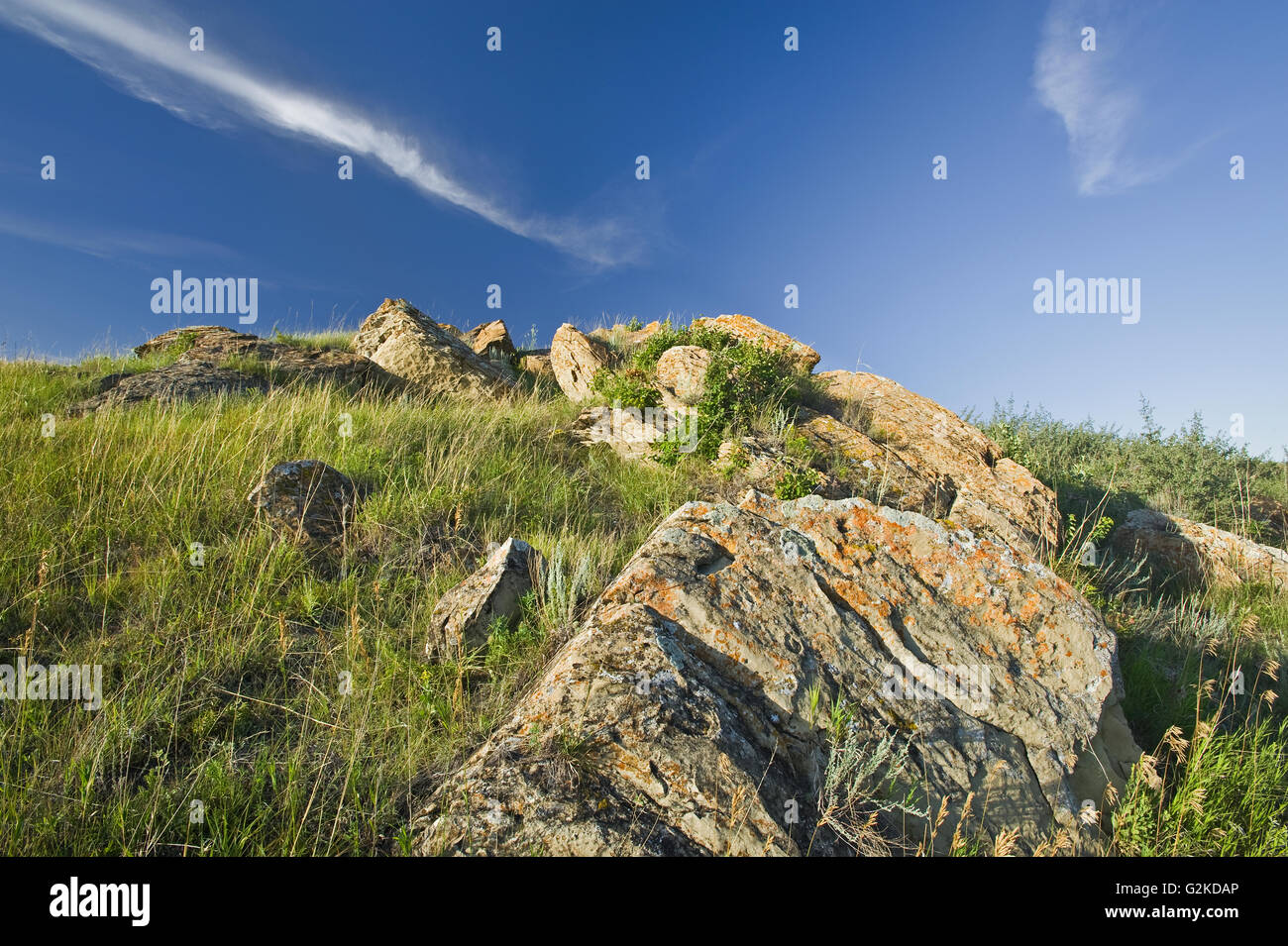 sandstone rock formation on the prairie Roche Perce near Estevan ...