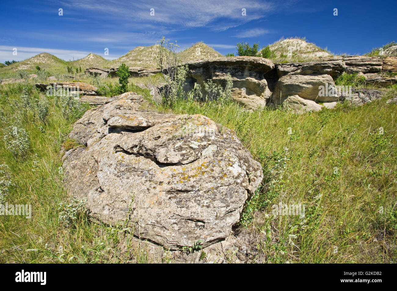 sandstone rock formation on the prairie Roche Perce near Estevan ...