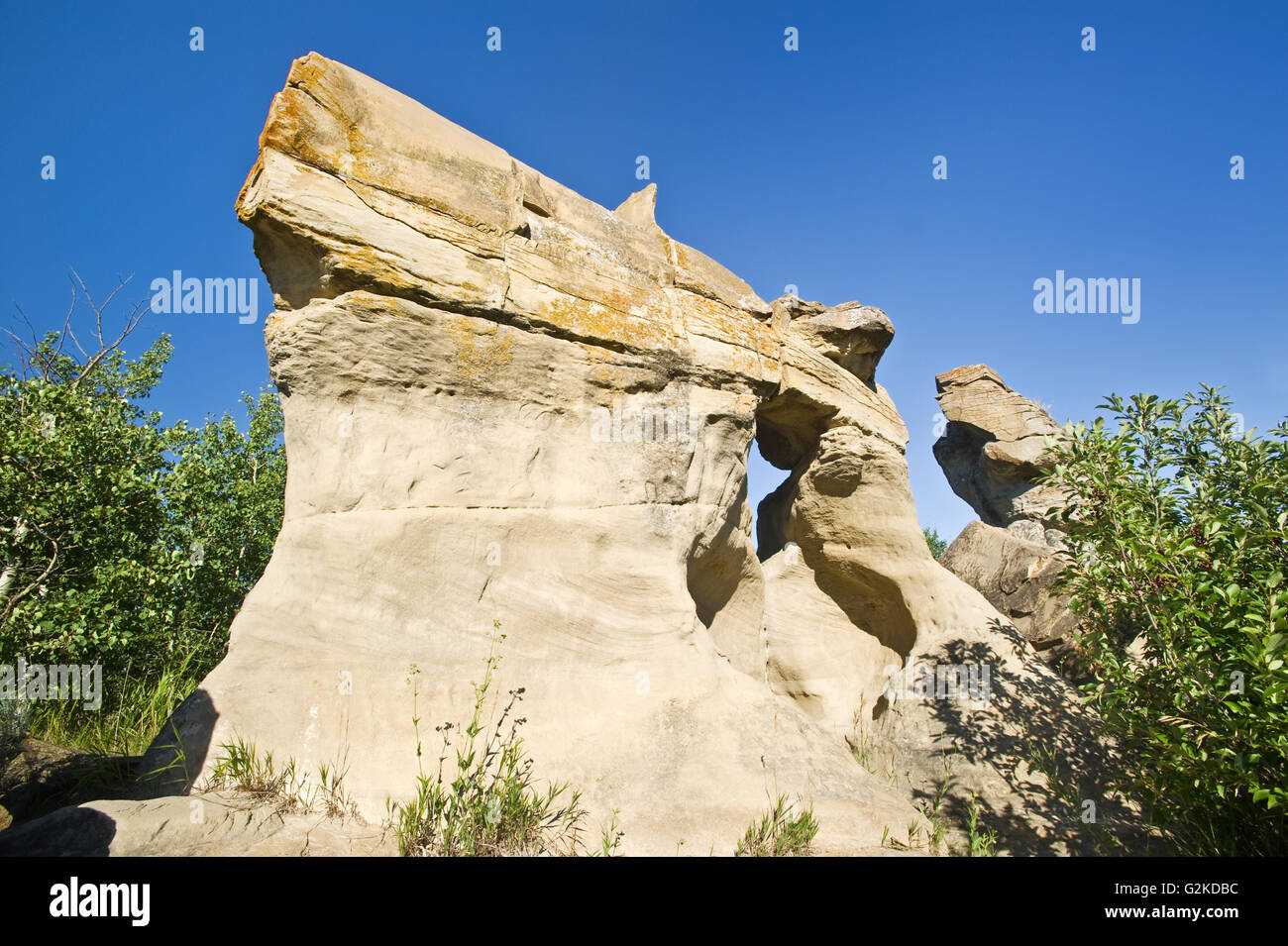 sandstone rock formation on the prairie Roche Perce near Estevan ...