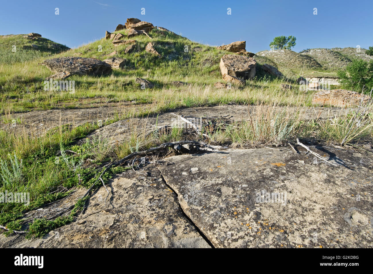 sandstone rock formation on the prairie Roche Perce near Estevan ...