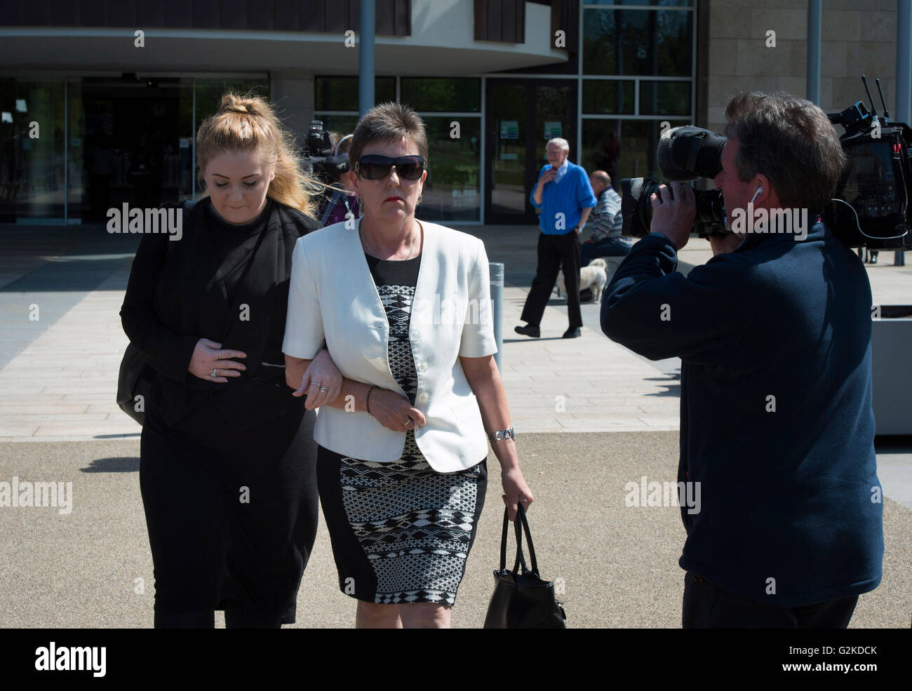 Janice Fee, the mother of Nyomi Fee, and Nyomi's sister Tarina, leave ...