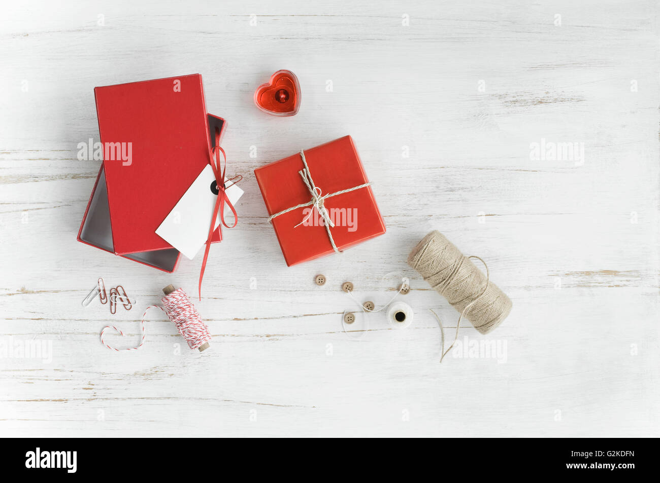 Tinkering utensils and gift box Stock Photo - Alamy