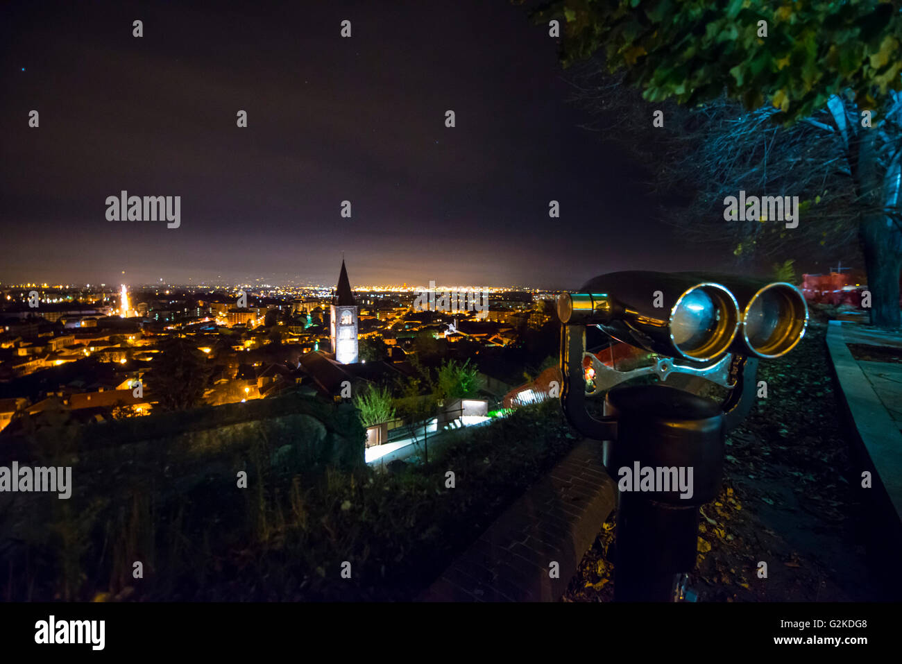 Italy, Piemonte, RIvoli, Cityscape at night, binocular Stock Photo - Alamy