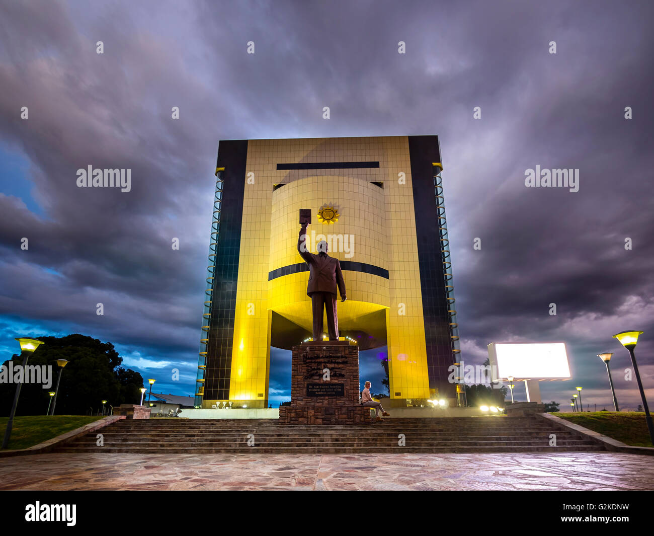 Namibia, Windhoek, Independence Memorial Museum in the evening Stock ...