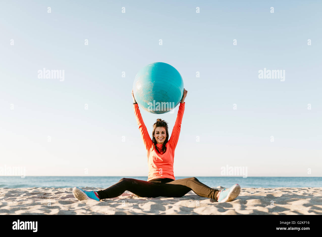 Woman beach ball gym hi-res stock photography and images - Alamy