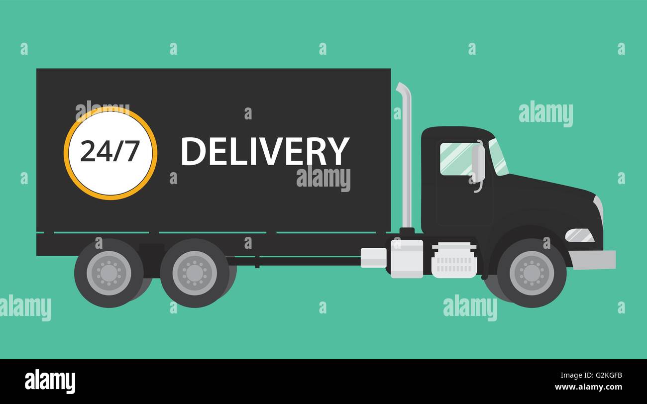 delivery black truck isolated illustration Stock Vector Image & Art - Alamy