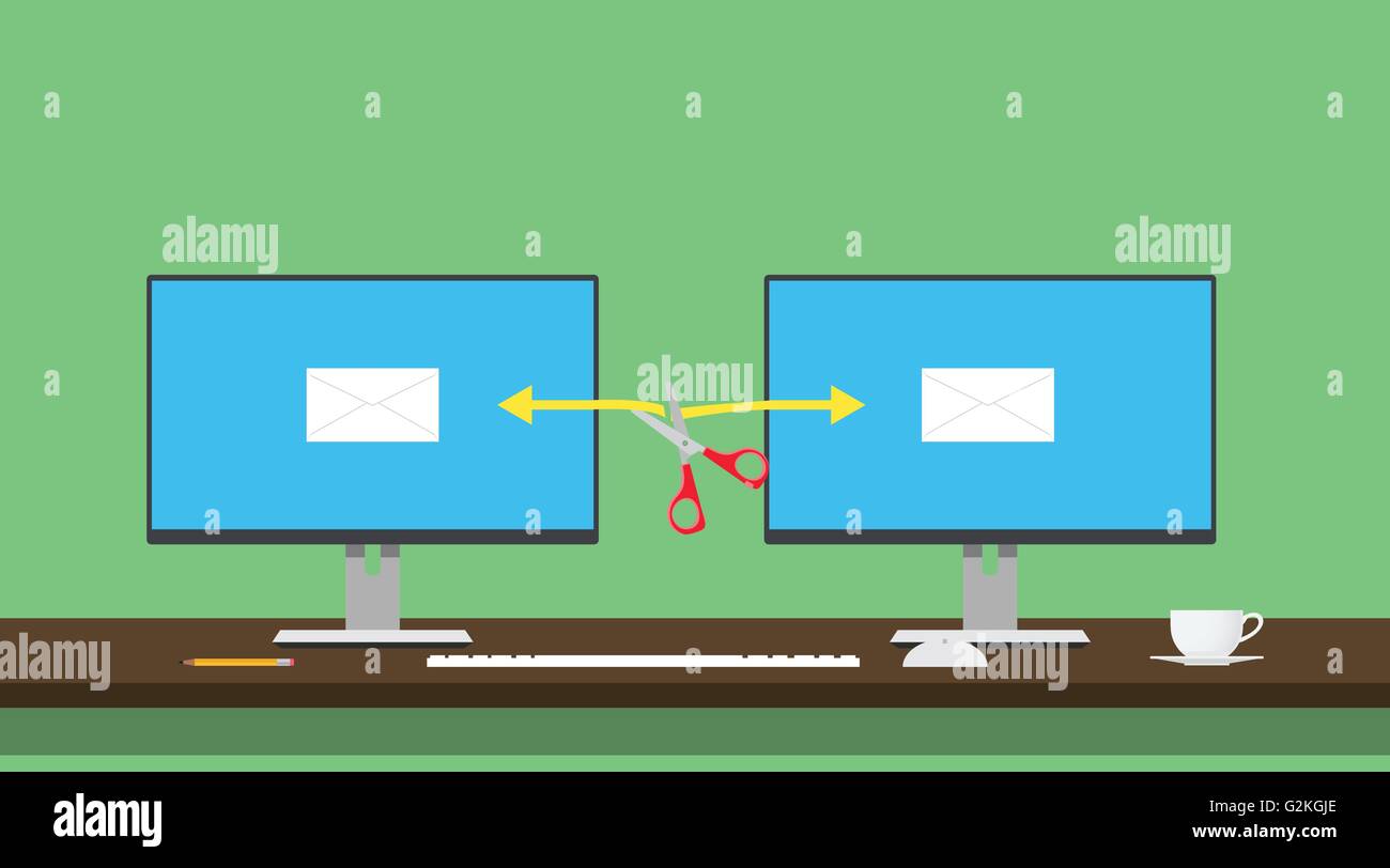 email hijack illustration two computer data transfer hijacked hacked ...