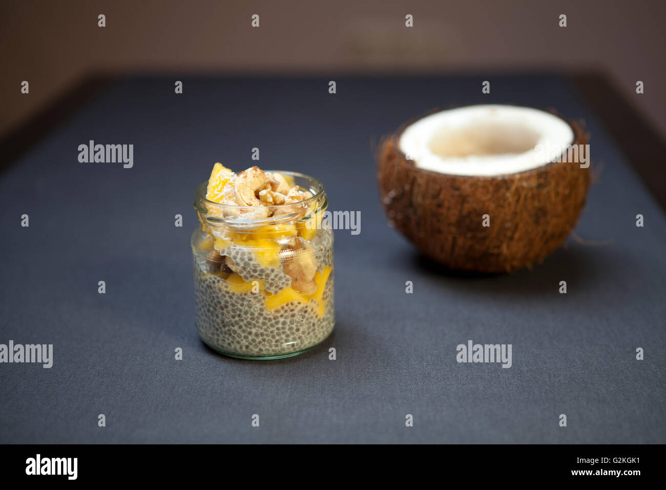 Chia pudding in glass, coconut Stock Photo - Alamy