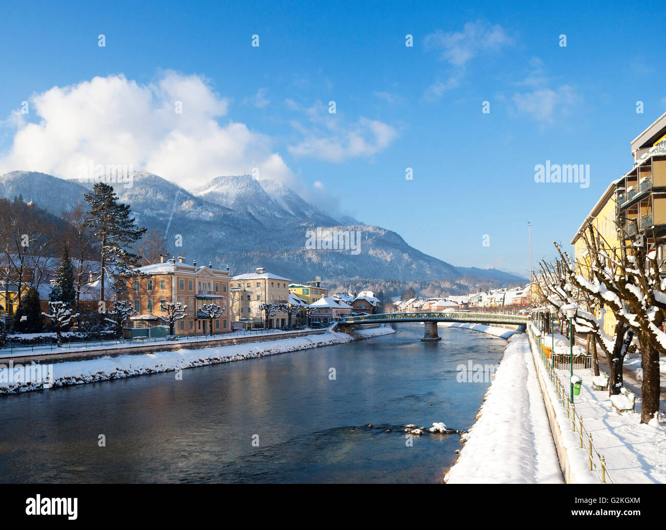 Austria, Bad Ischl, Traun river, Lehar-Villa, Katrin mountain ...