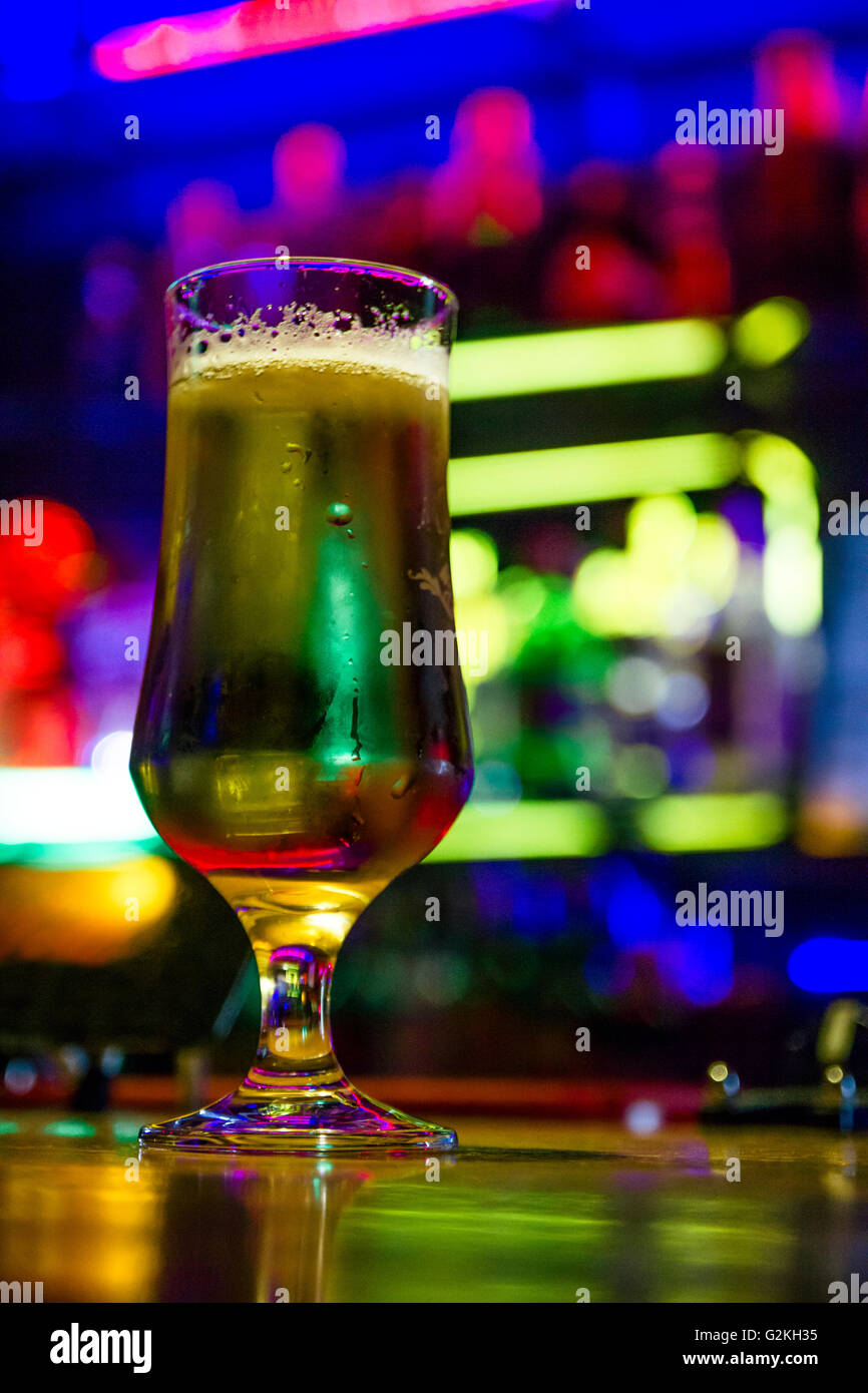 Glass of beer on bar hi-res stock photography and images - Alamy