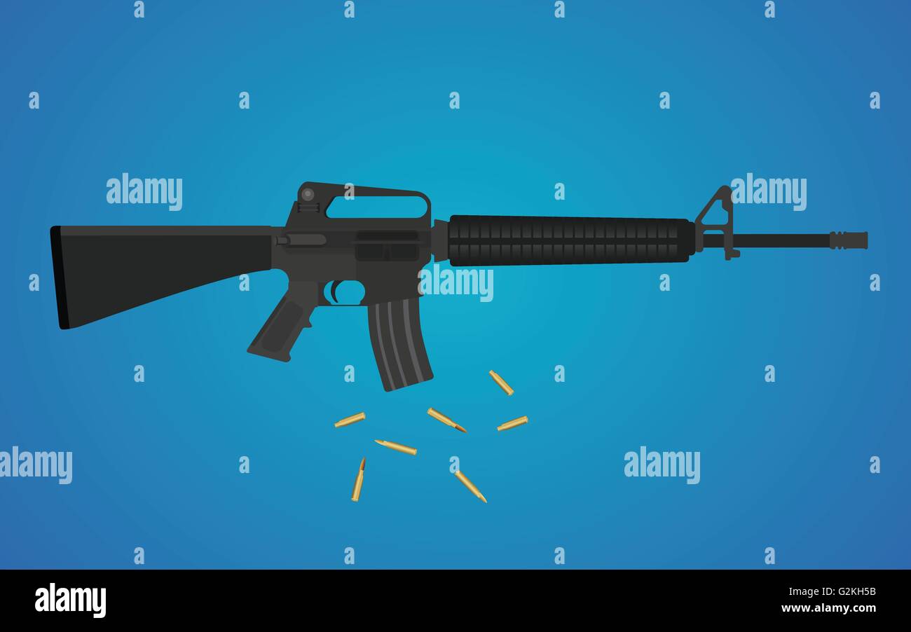 m16 riffle gun isolated with ammunition shell Stock Vector Image & Art ...