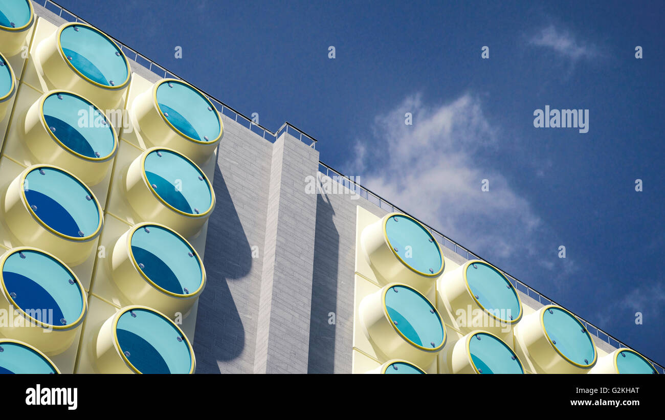 Part of facade of modern high-rise building, 3D Rendering Stock Photo ...
