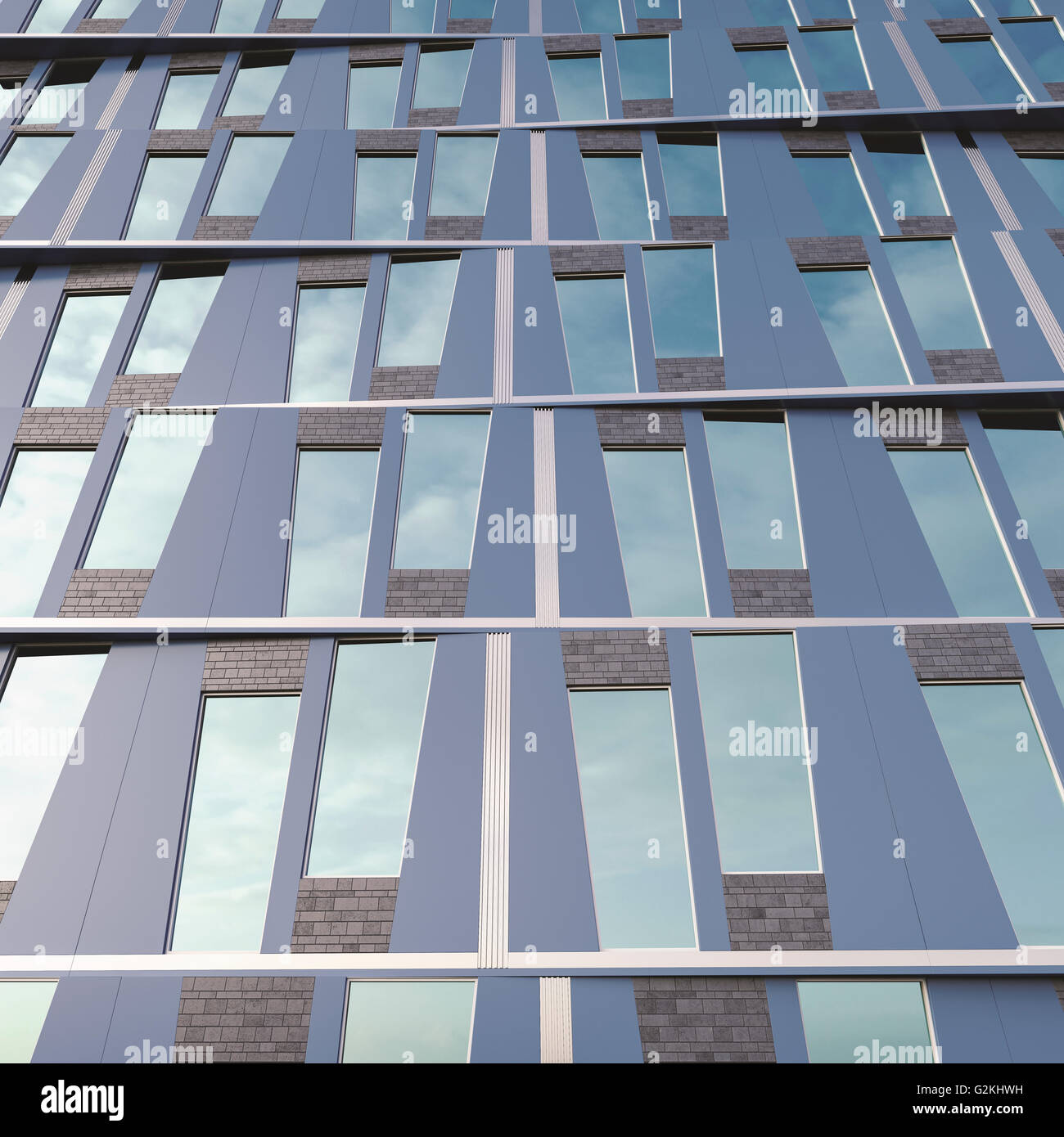 Part of facade of modern high-rise building, 3D-Rendering Stock Photo ...