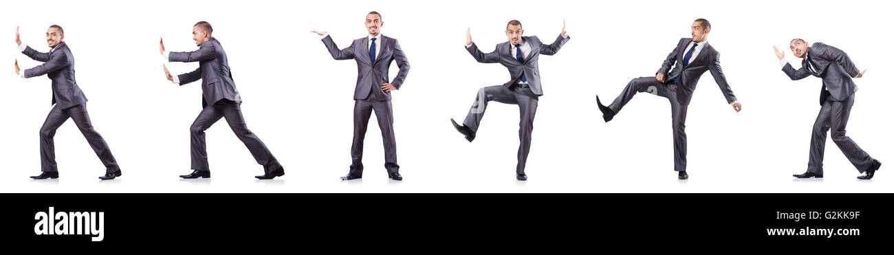 Businessman in various poses isolated on white Stock Photo - Alamy