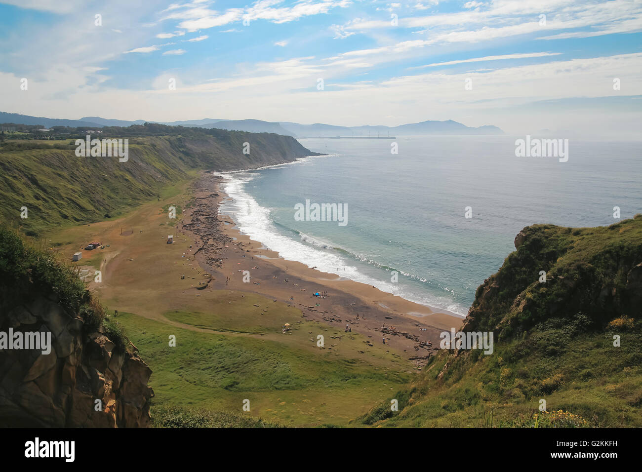 Spain, Basque Country, Getxo, Azkorri beach view from the cliff Stock ...