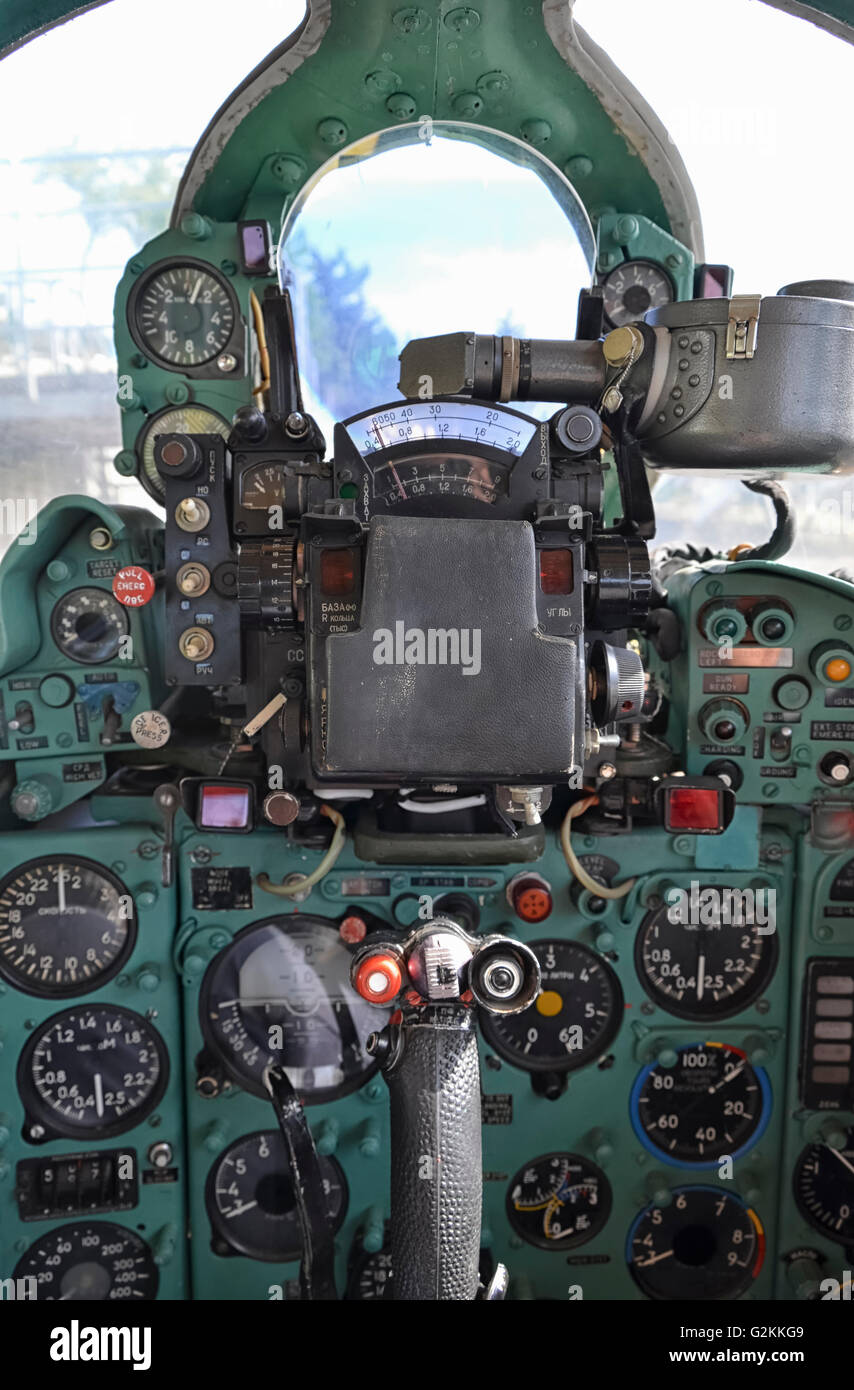 The cloche and the gunsight of Soviet fighter jet Stock Photo - Alamy