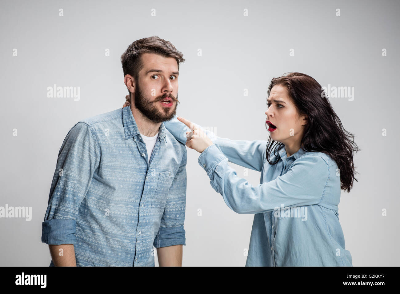 The young couple with different emotions during conflict Stock Photo ...