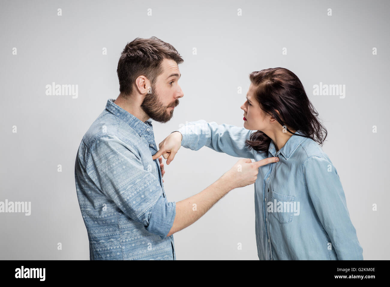 The young couple with different emotions during conflict Stock Photo ...