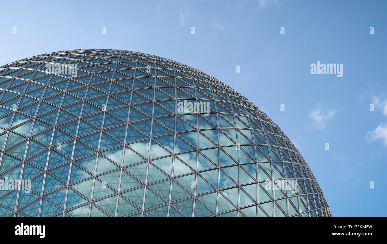 Part of glass dome with reflection of clouds, 3D Rendering Stock Photo ...