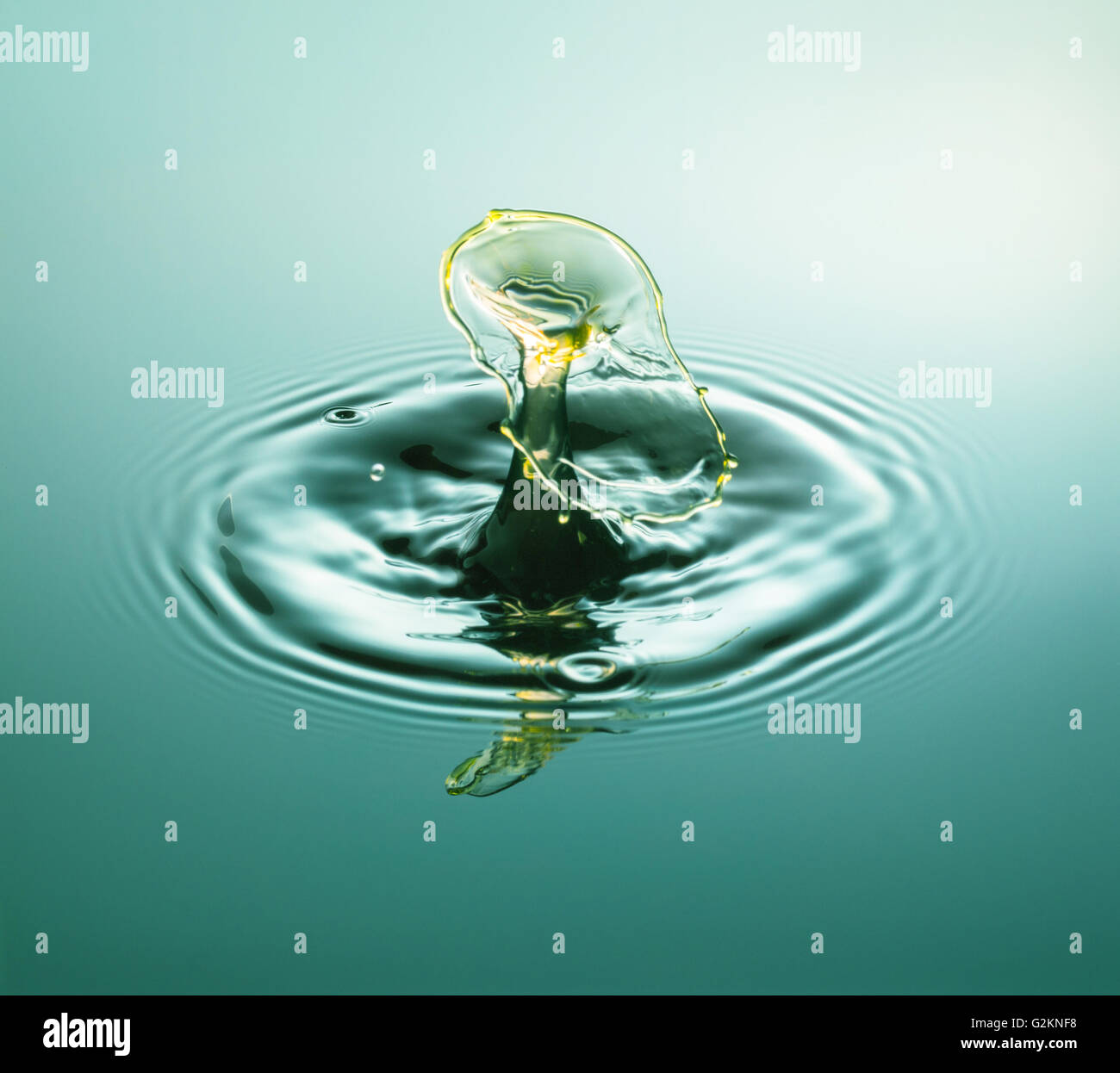 Water drop photography, one or two drops of water dropped from height ...