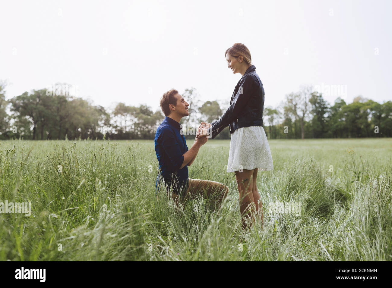 Man proposing marriage to young woman Stock Photo - Alamy