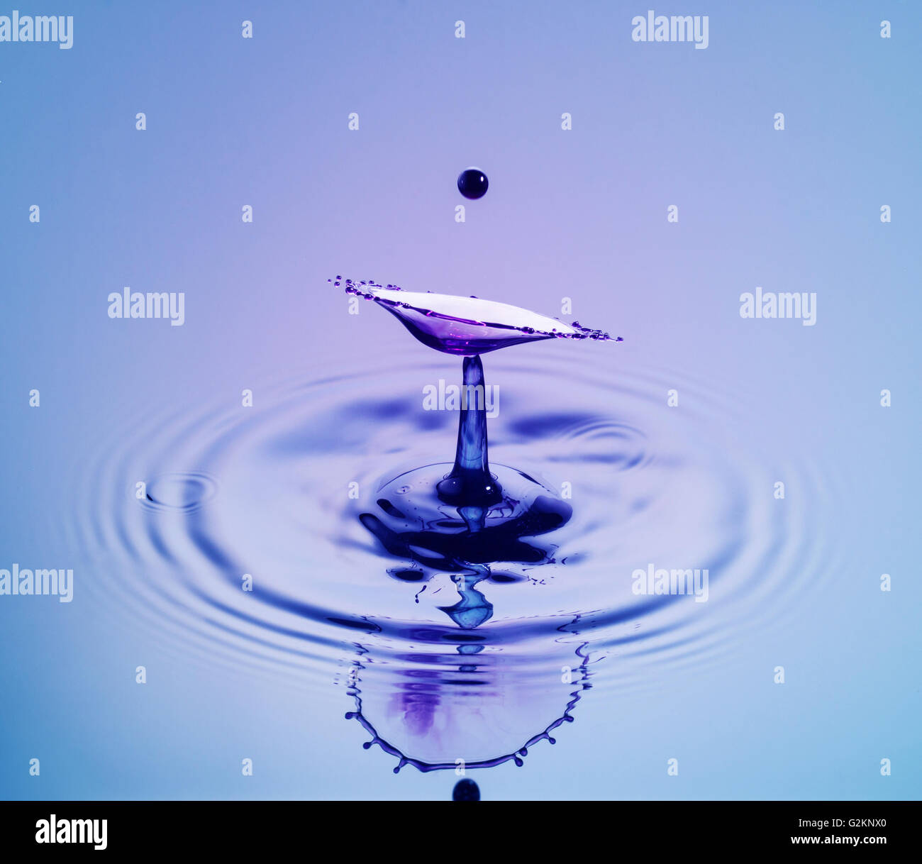 Water drop photography, one or two drops of water dropped from height ...