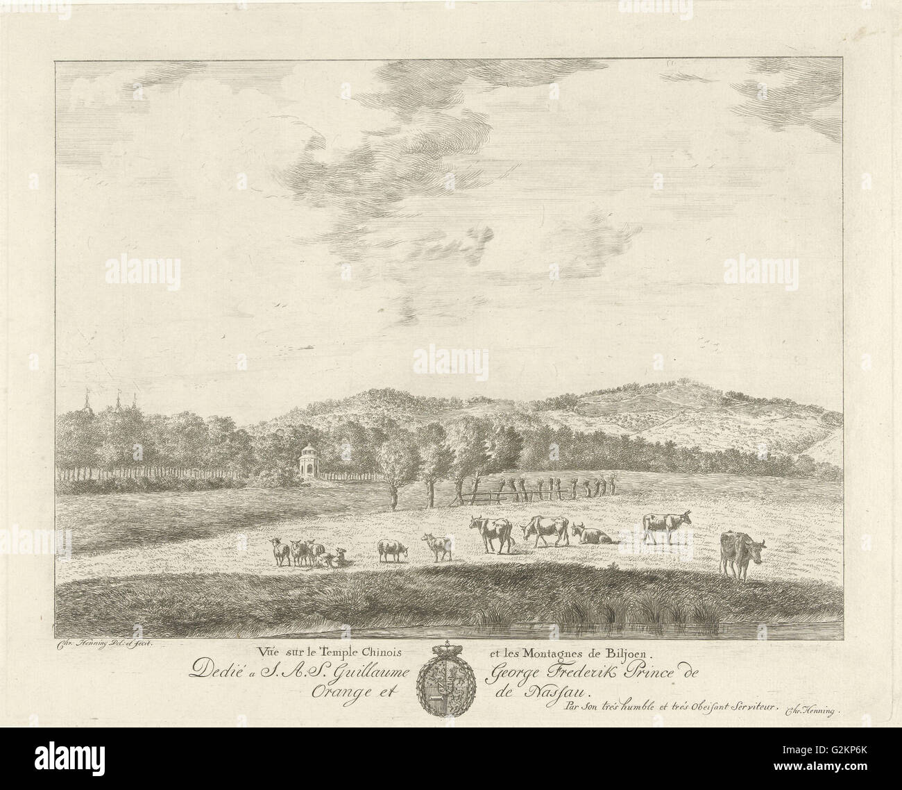 View of a landscape, Biljoen, print maker: Christian Henning, Frederik ...