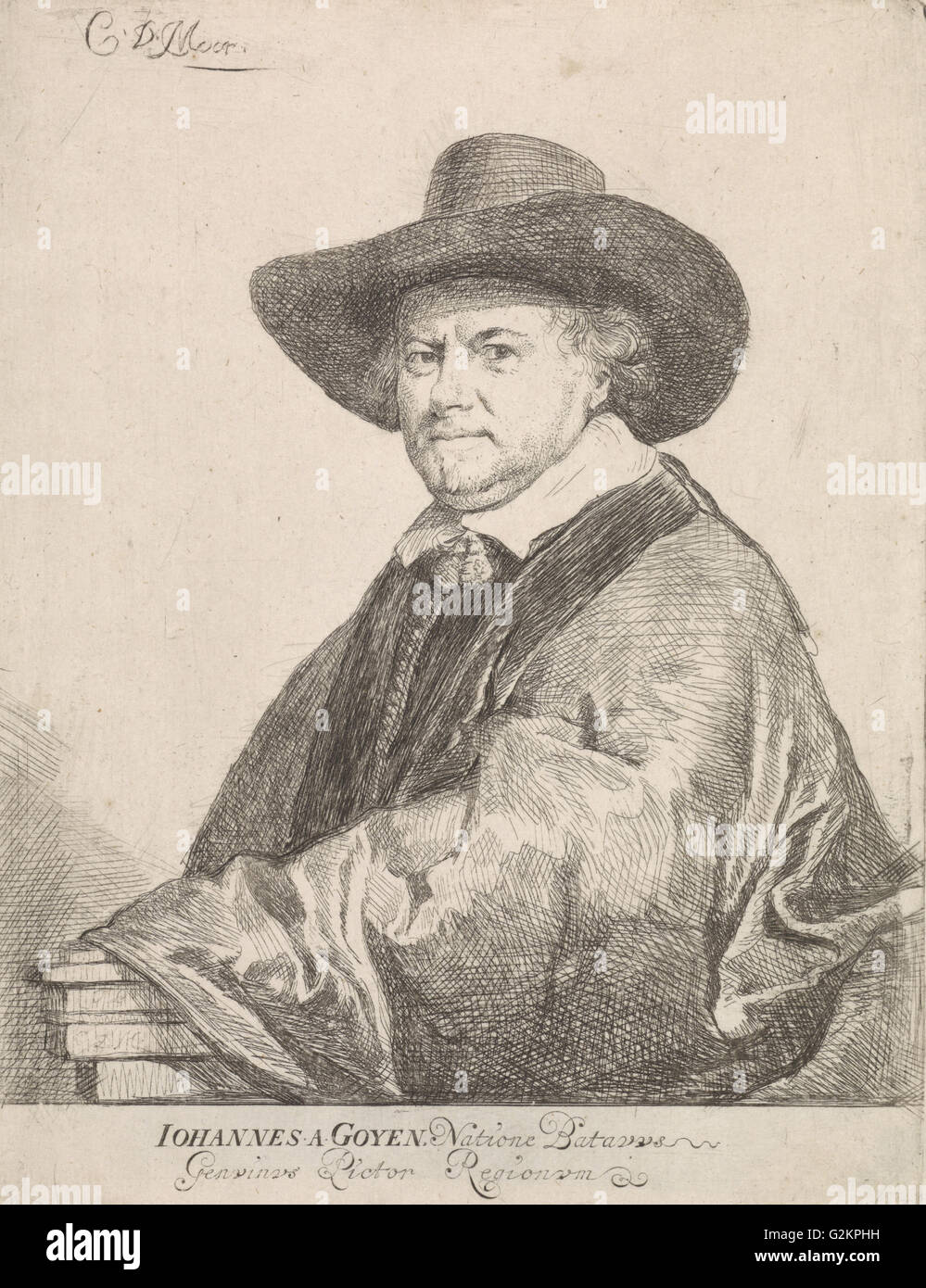 Portrait of Jan van Goyen, print maker: Carel de Moor II, Gerard ter ...