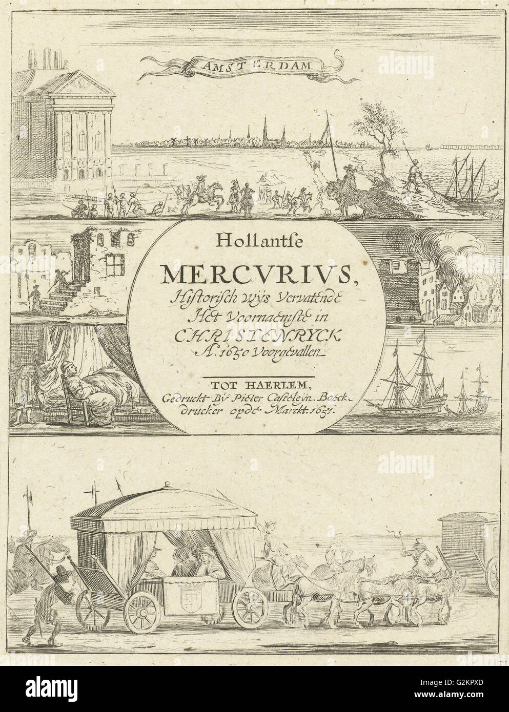 Several events in Europe in the year 1650, Pieter Casteleyn, 1651 Stock ...