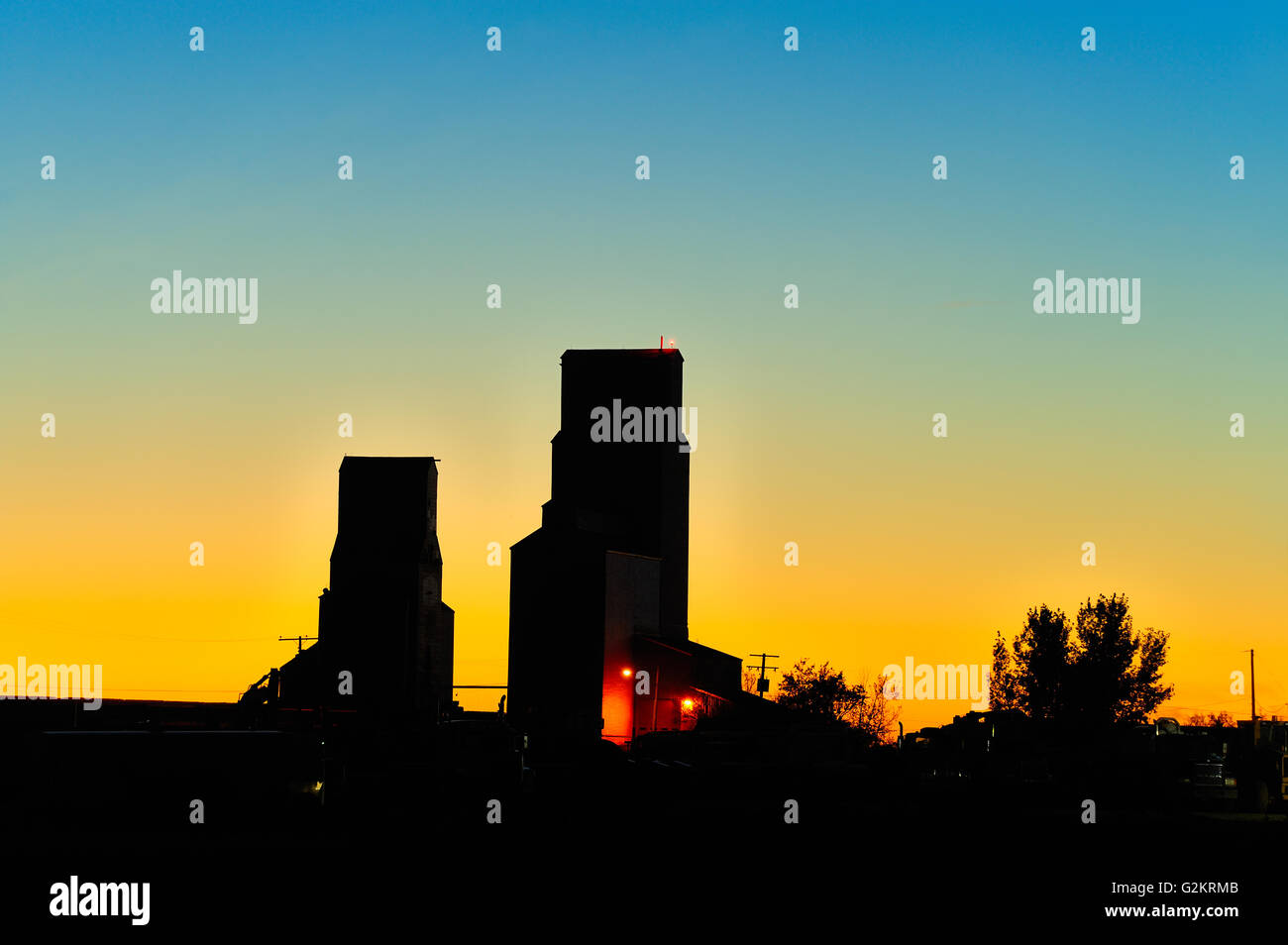 Grain elevators st sunset Tuxford Saskatchewan Canada Stock Photo - Alamy