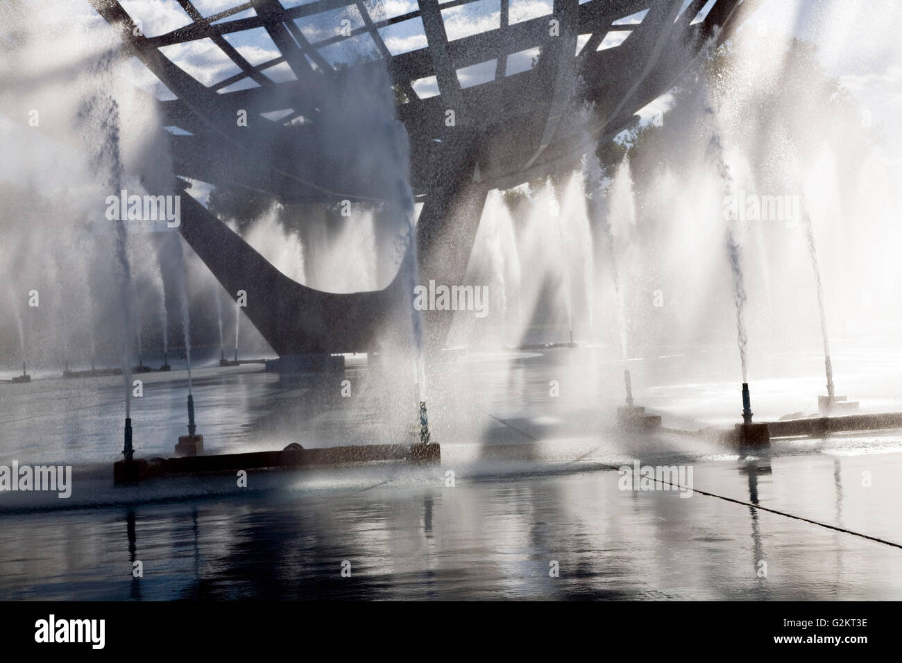 Fountains at Base of Unisphere Sculpture, Flushing Meadows-Corona Park ...