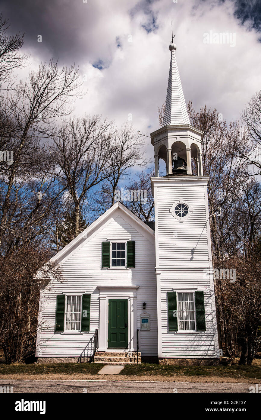 White Church with Steeple Stock Photo - Alamy