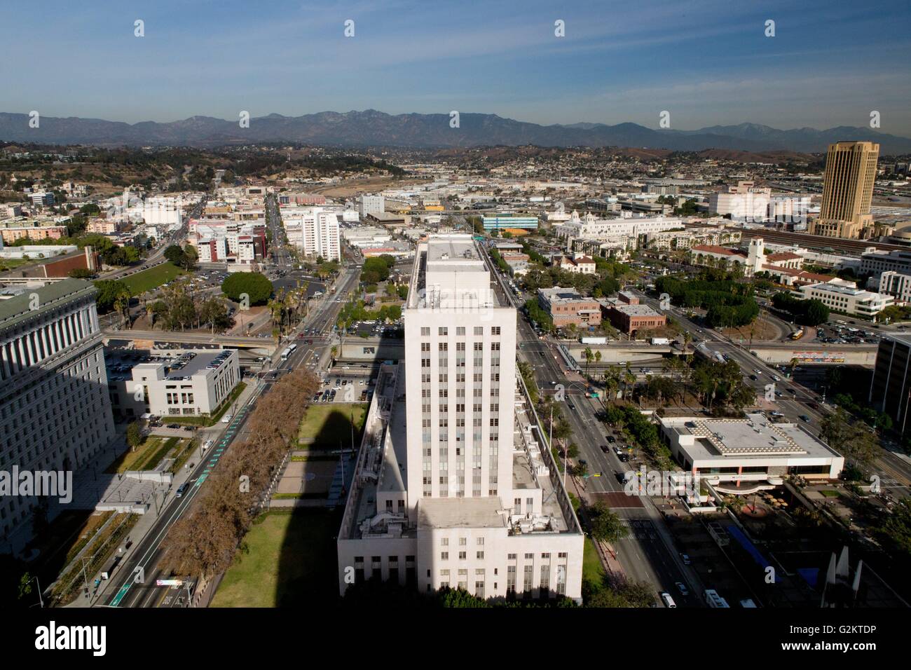 Los Angeles with U.S. Federal Courthouse, view from City Hall, in ...