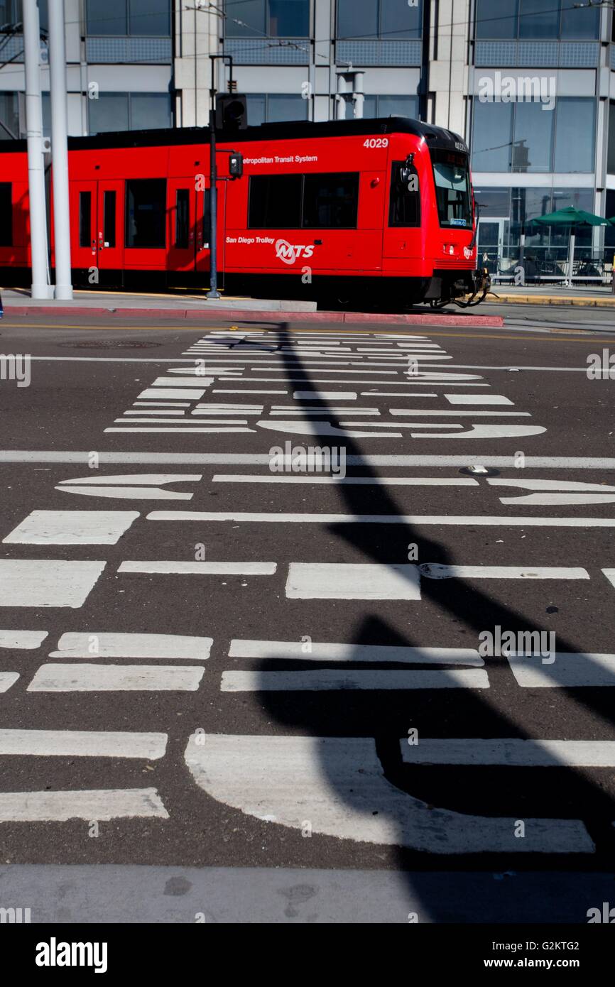 Trolley at America Plaza in San Diego Downtown, in April 2016. | usage ...