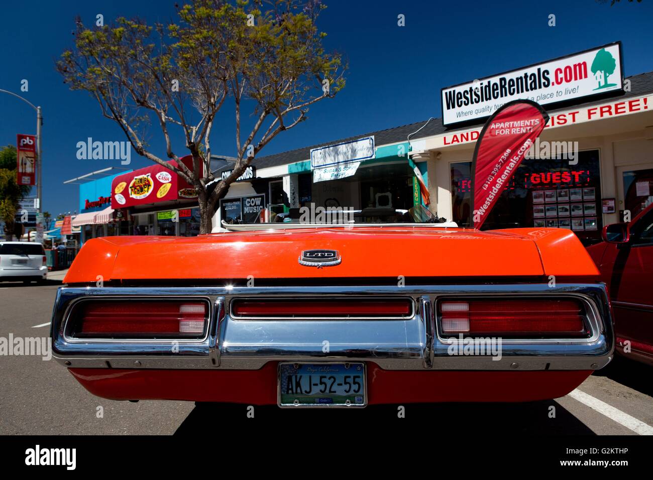Vintage 1972 Ford LTD convertible on a street in Pacific Beach, in ...
