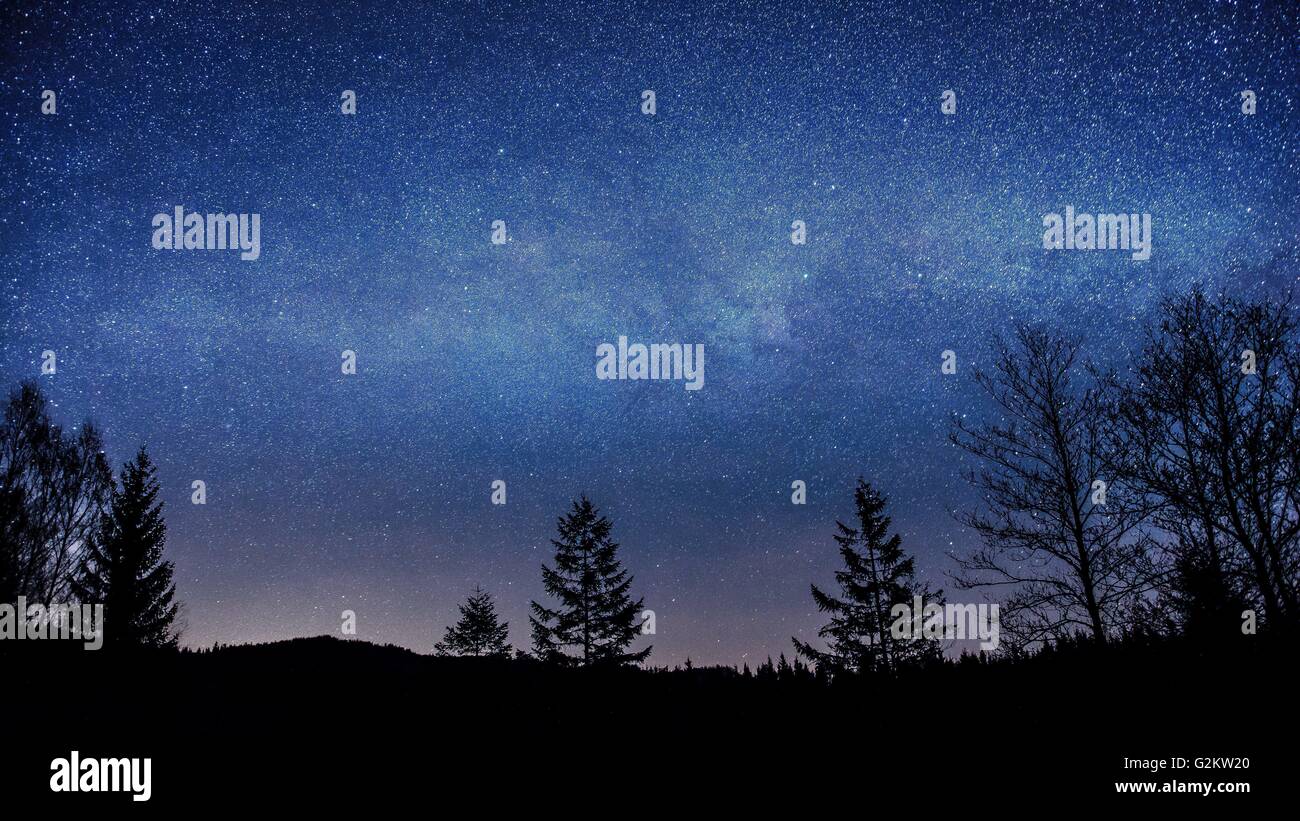 Milky way and starry heaven over the Bavarian Alps, near Garmisch ...