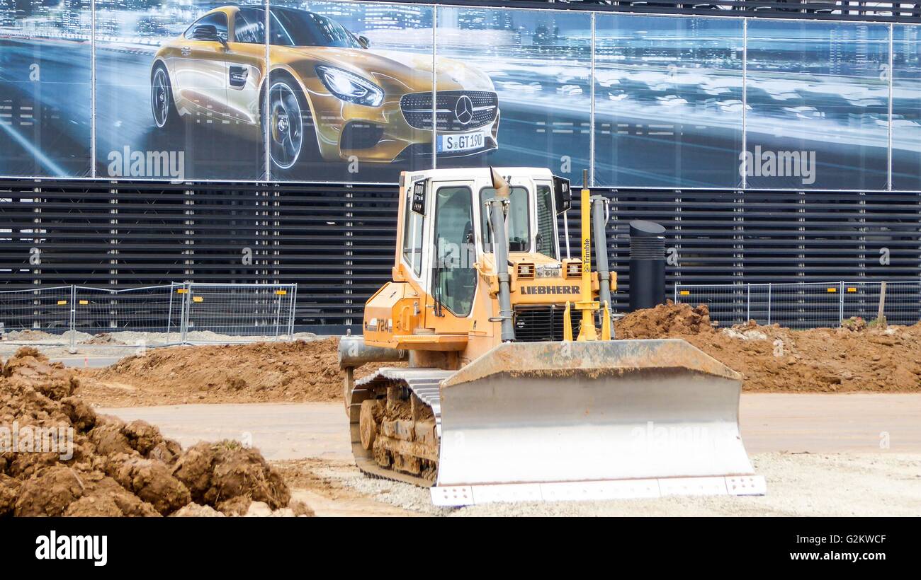 Liebherr PR 724 dozer on a construction site, Affalterbach, Germany ...