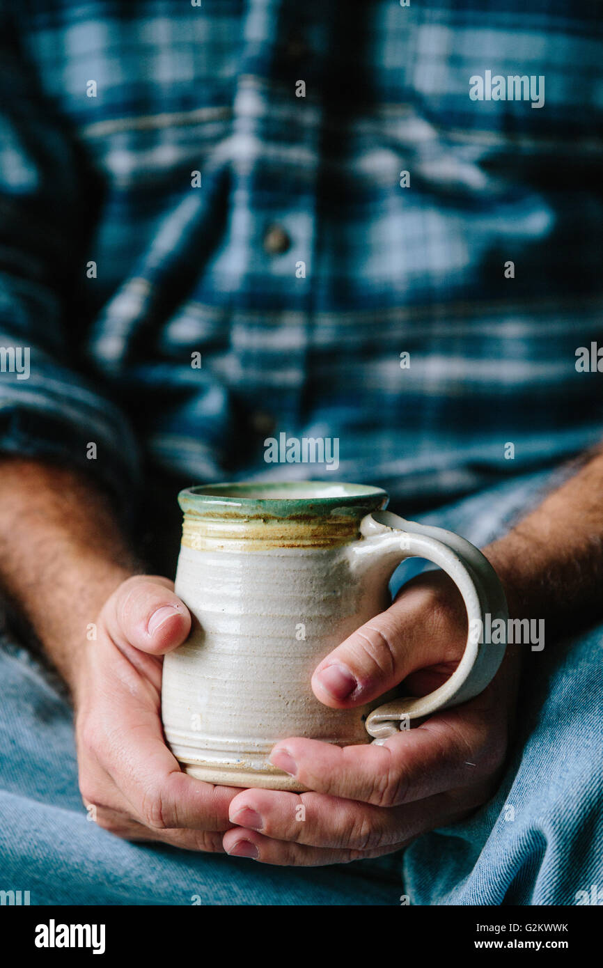 Man Holding Ceramic Cup Stock Photo - Alamy
