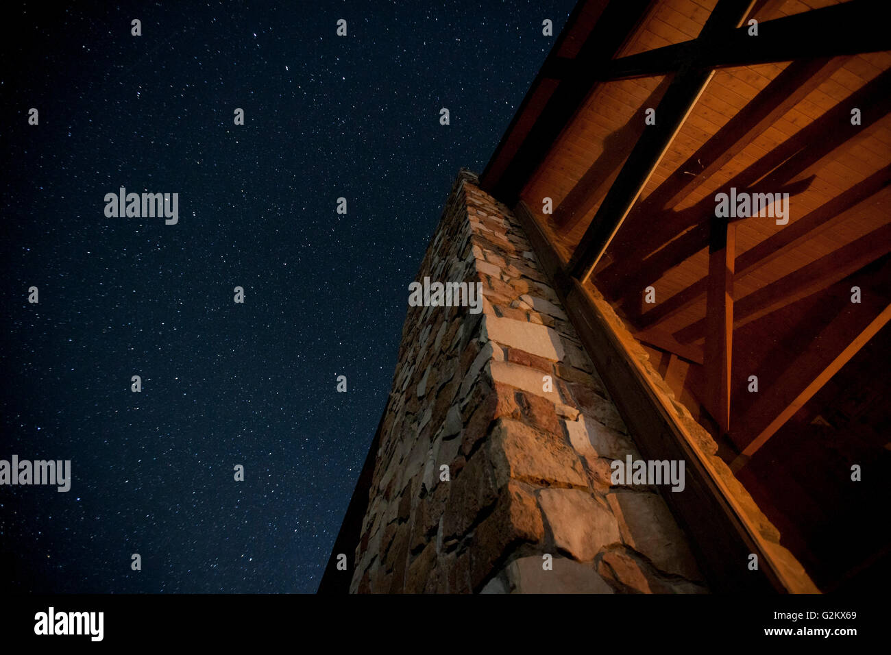 Starry Sky Above Mountain Cabin, Low Angle View Stock Photo - Alamy