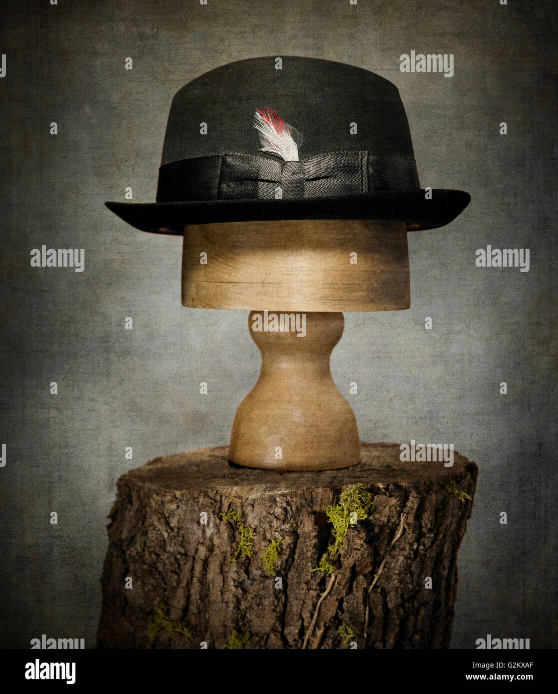 Men’s Bowler Hat on Tree Stump Stock Photo - Alamy