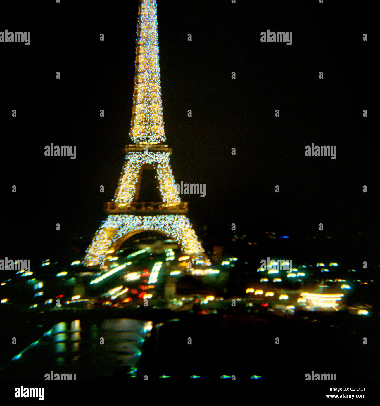Blurry Eiffel Tower at Night, Paris, France Stock Photo - Alamy