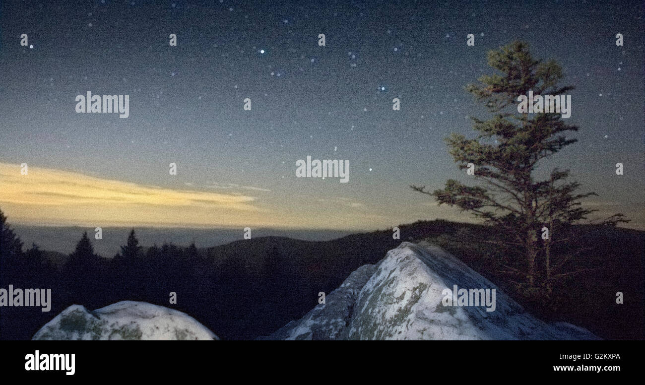 Shining Rock at Night with Starry Sky Stock Photo - Alamy
