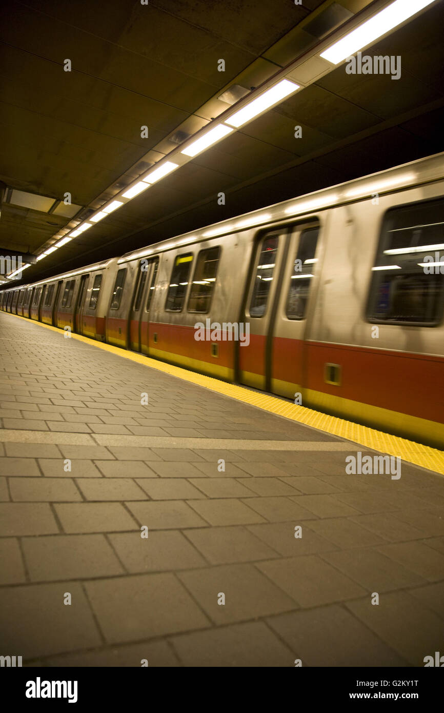 Subway Train Moving Past Platform Stock Photo - Alamy