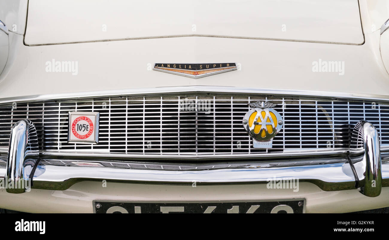 Ford Anglia Super 123E 1965, Front Grille Detail Stock Photo - Alamy