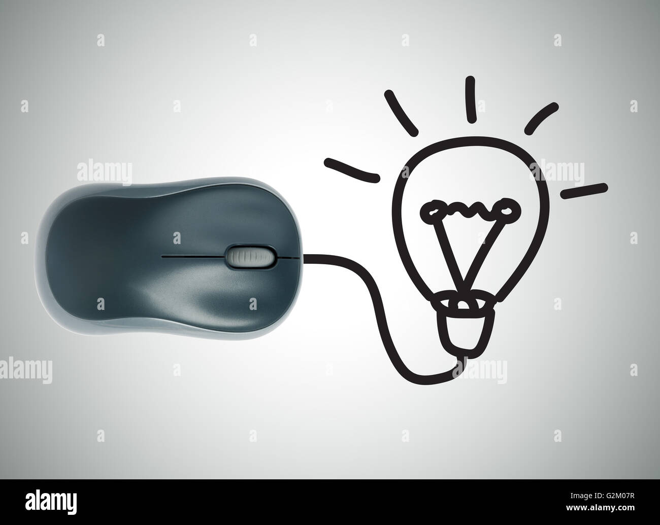 Computer mouse wire into lightbulb Stock Photo - Alamy