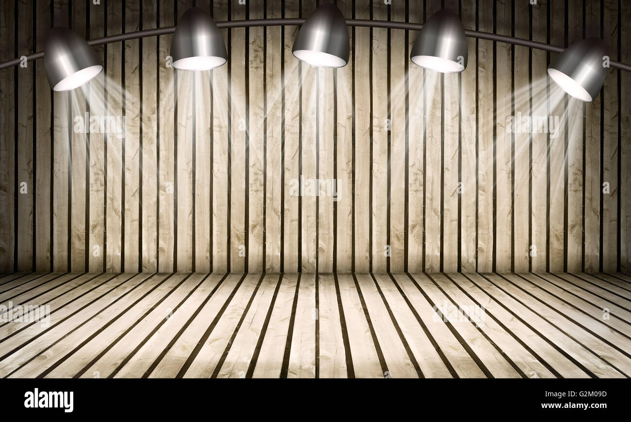 Illuminated empty concert stage with rays of light Stock Photo - Alamy